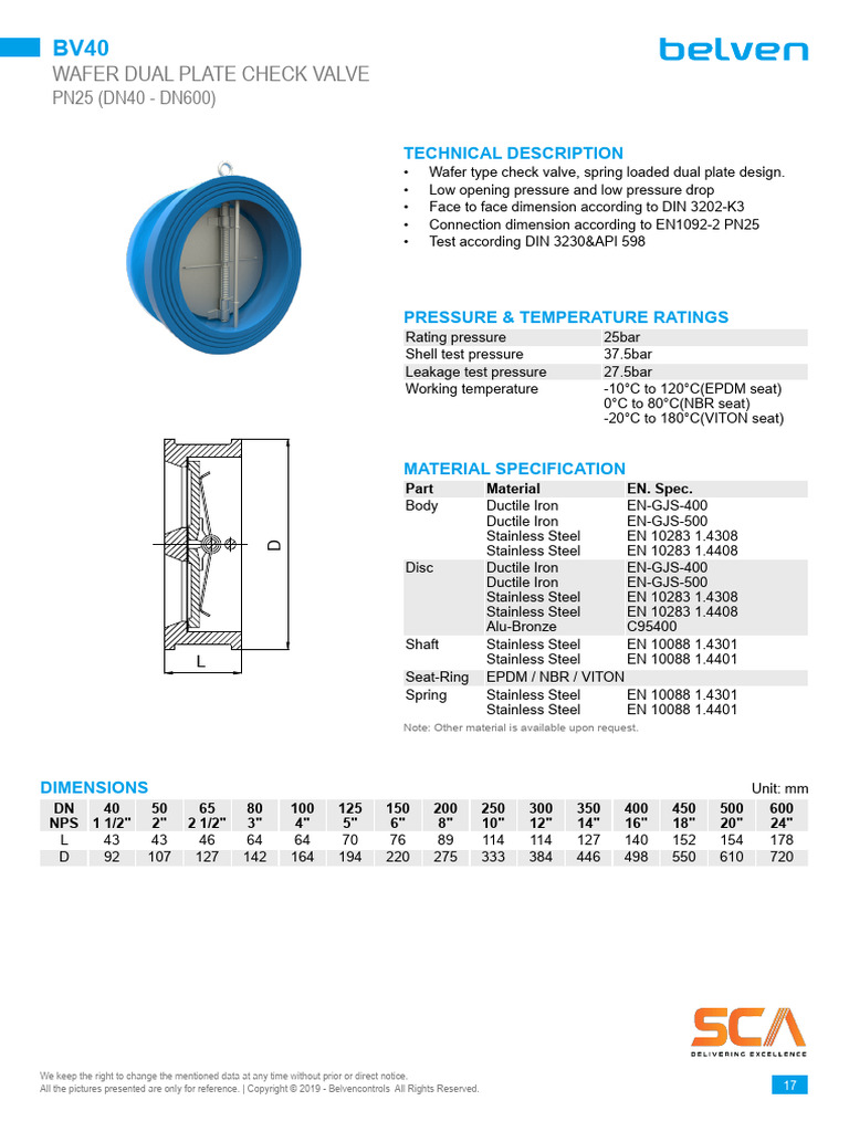 BV40 Wafer Dual Plate Check Valve PN25 (DN40-DN600) | PDF | Technology ...