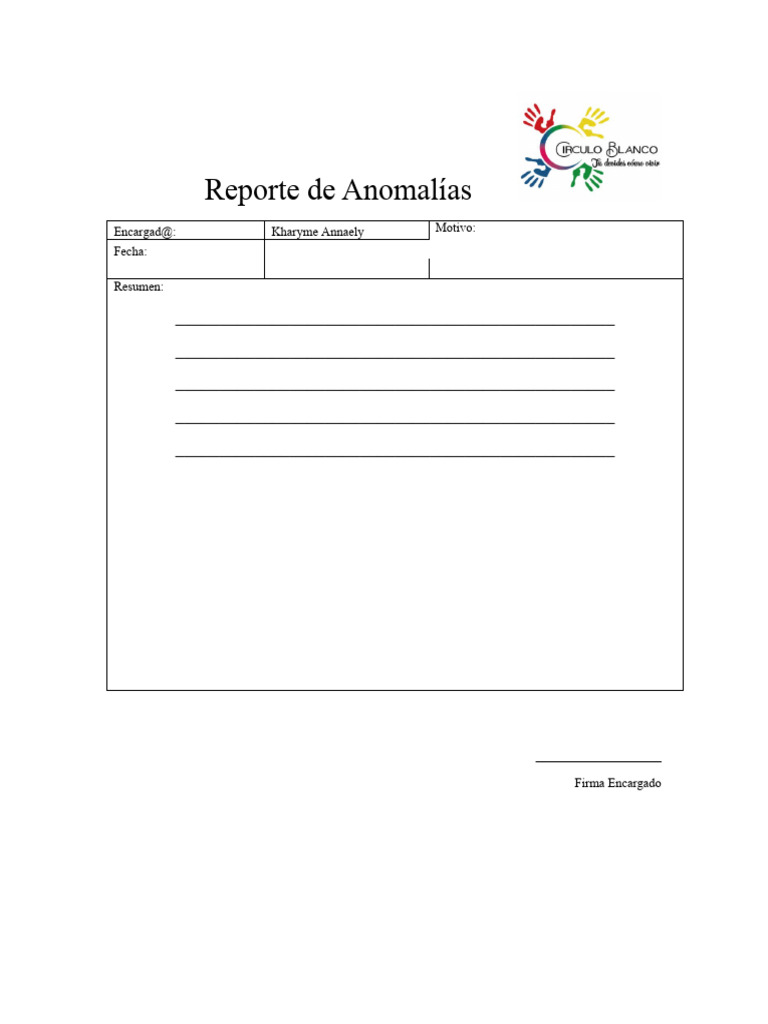 Reporte de Anomalías | PDF