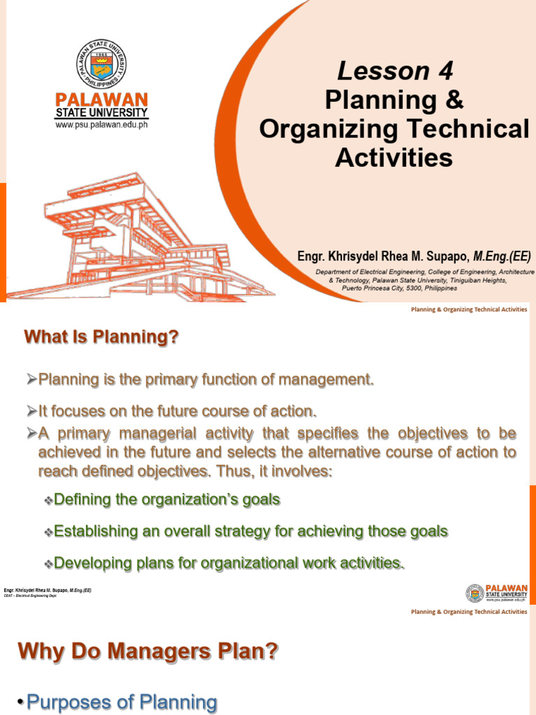Lesson 4 Planning & Organizing Technical Activities | PDF