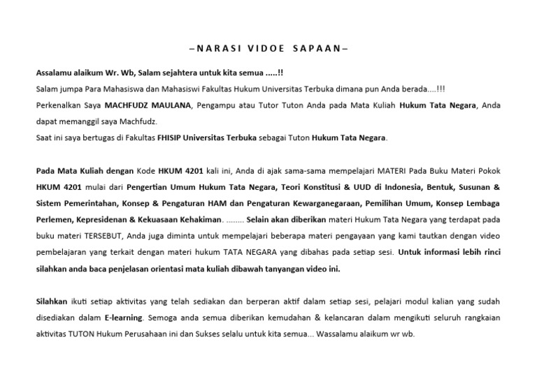NARASI Membuat Video Sapaan HTN Tuton UT | PDF