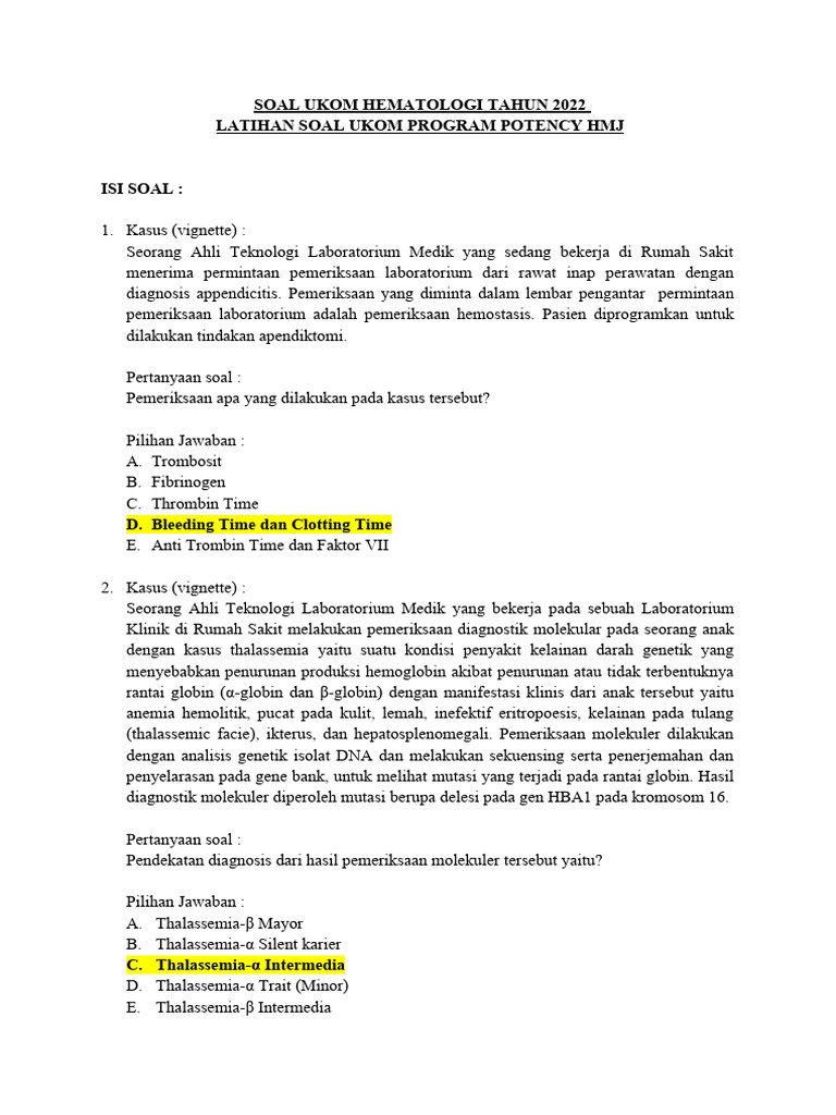 Contoh Soal Ukom Untuk Potency HMJ | PDF