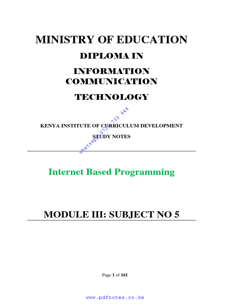 Ministry of Education: Internet Based Programming | PDF