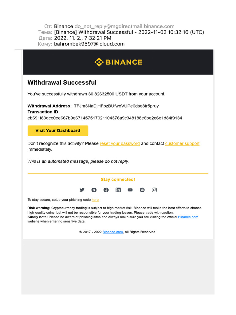 (Binance) Withdrawal Successful - 2022-11-02 103216 (UTC) | PDF