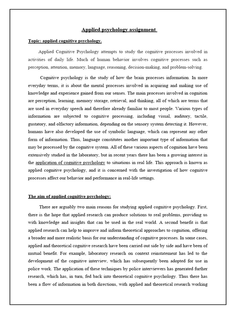 Applied Psychology Assignment | PDF