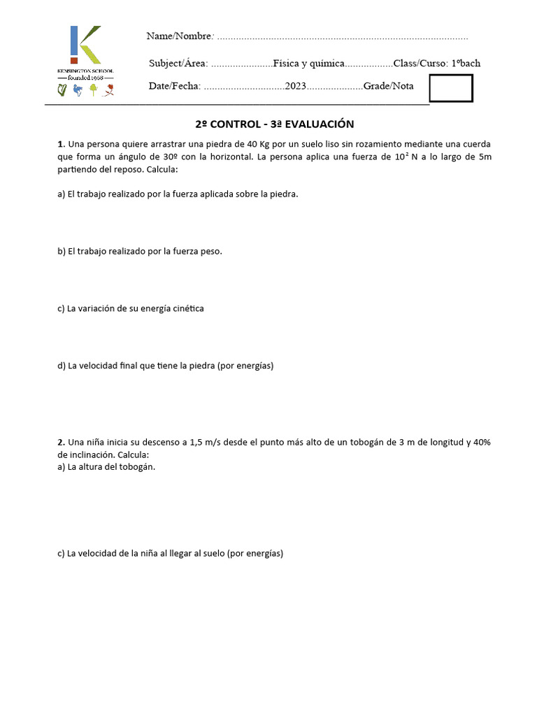 2º Control T3 Física | PDF