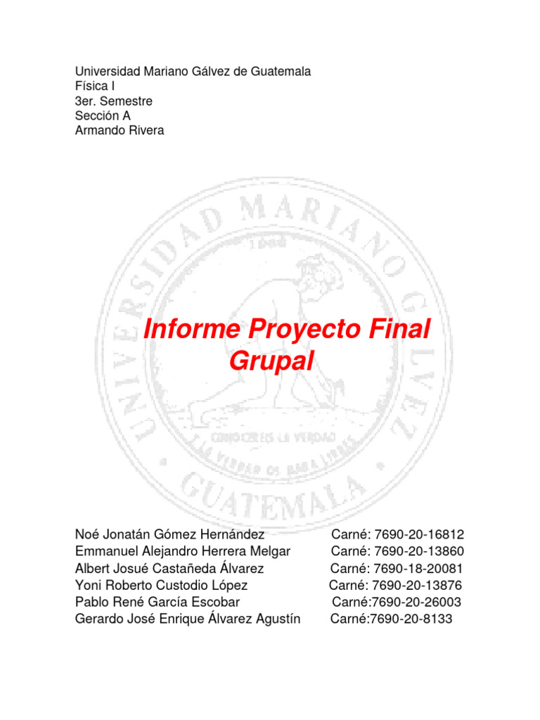 Informe Proyecto Final (Fisica I) | PDF