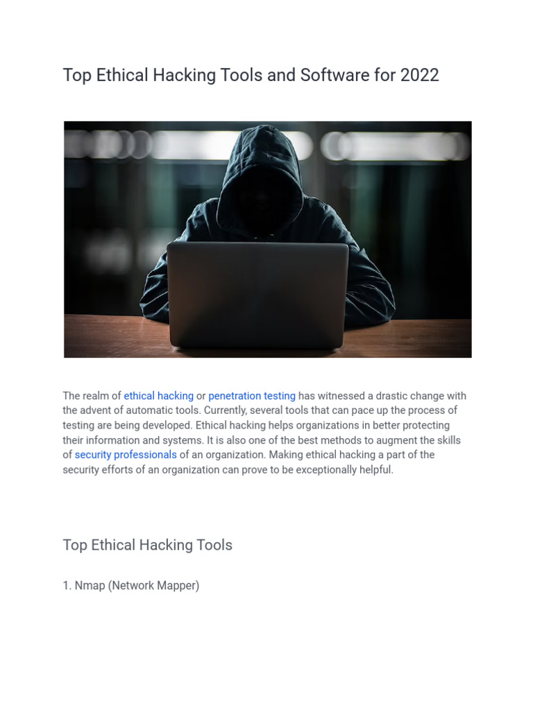 Ethical Hacking Tools and Software For 2022 | PDF