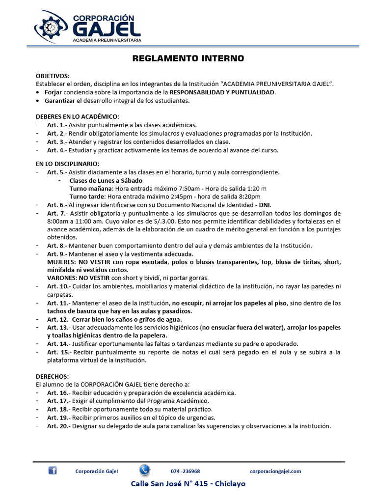 REGLAMENTO 2023 - Actualizado 15 de Setiembre | PDF