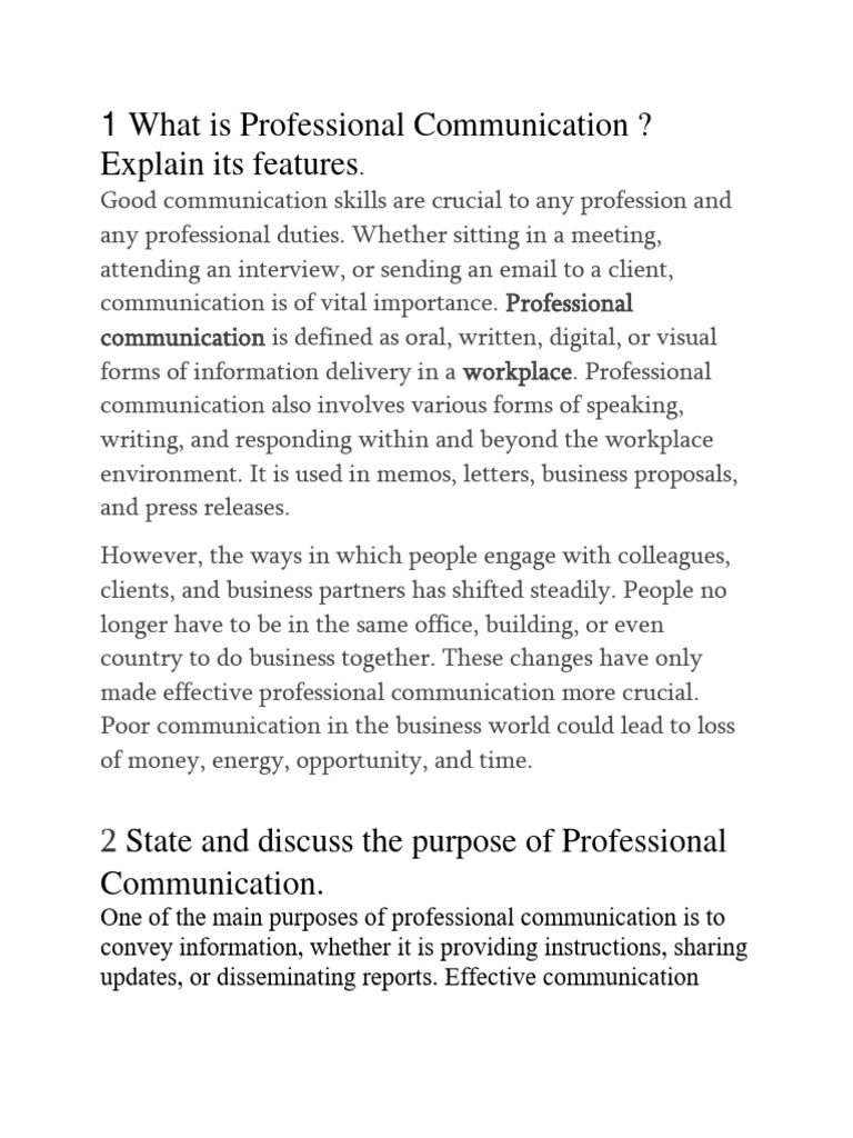 English Professional Communication Q&A Full Info. | PDF
