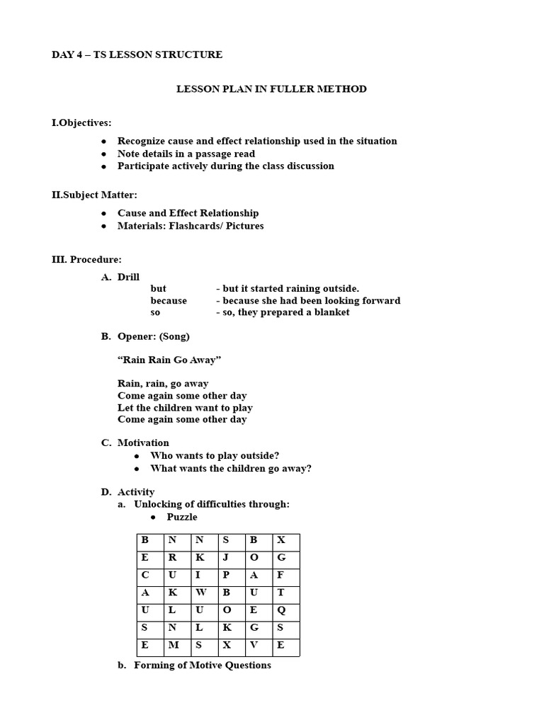 ALS - Four Pronged Approach Lesson Structure Sample | PDF | Cognitive ...