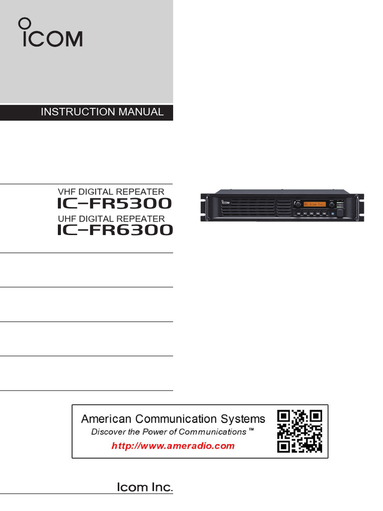 Icom IC FR5300 IC FR6300 Instruction Manual | PDF
