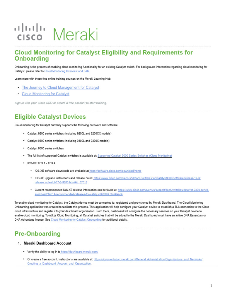 Cloud Monitoring For Catalyst Eligibility and Requirements For ...