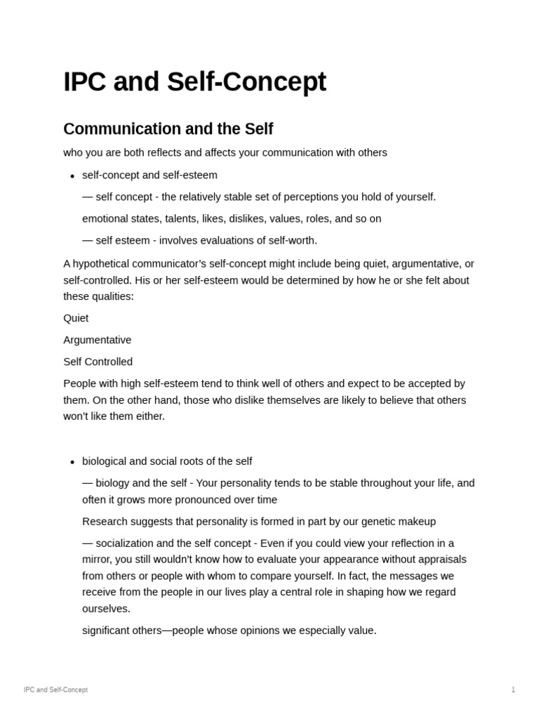 Ipc and Self Concept | PDF | Career & Growth | Self-Improvement