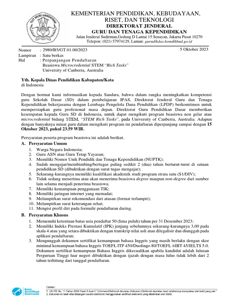 2980 - Surat Perpanjangan - Microcredential STEM | PDF | Karier ...