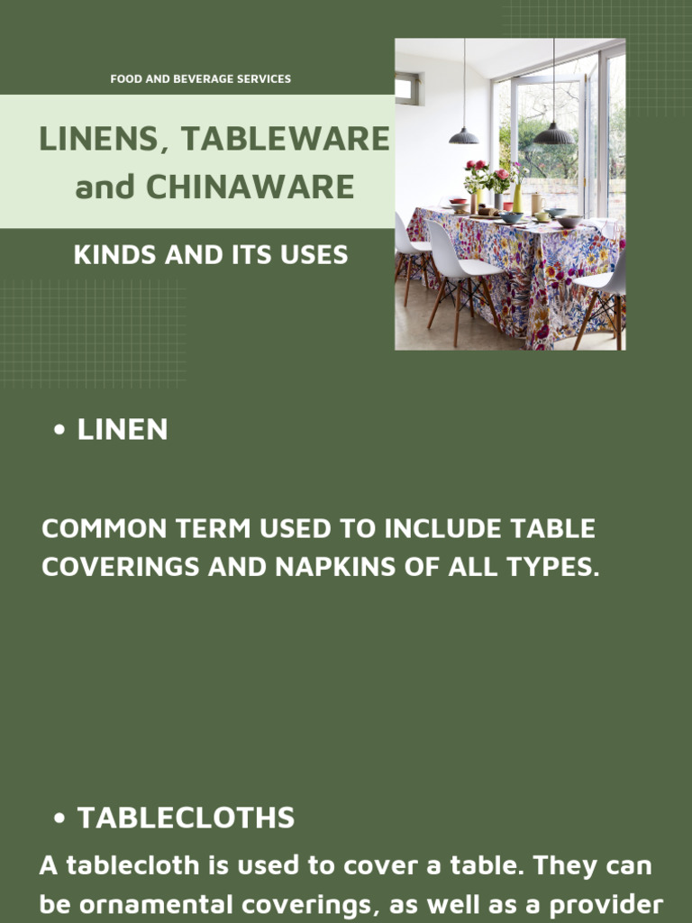 LINENS TABLEWARE and CHINAWARE | PDF
