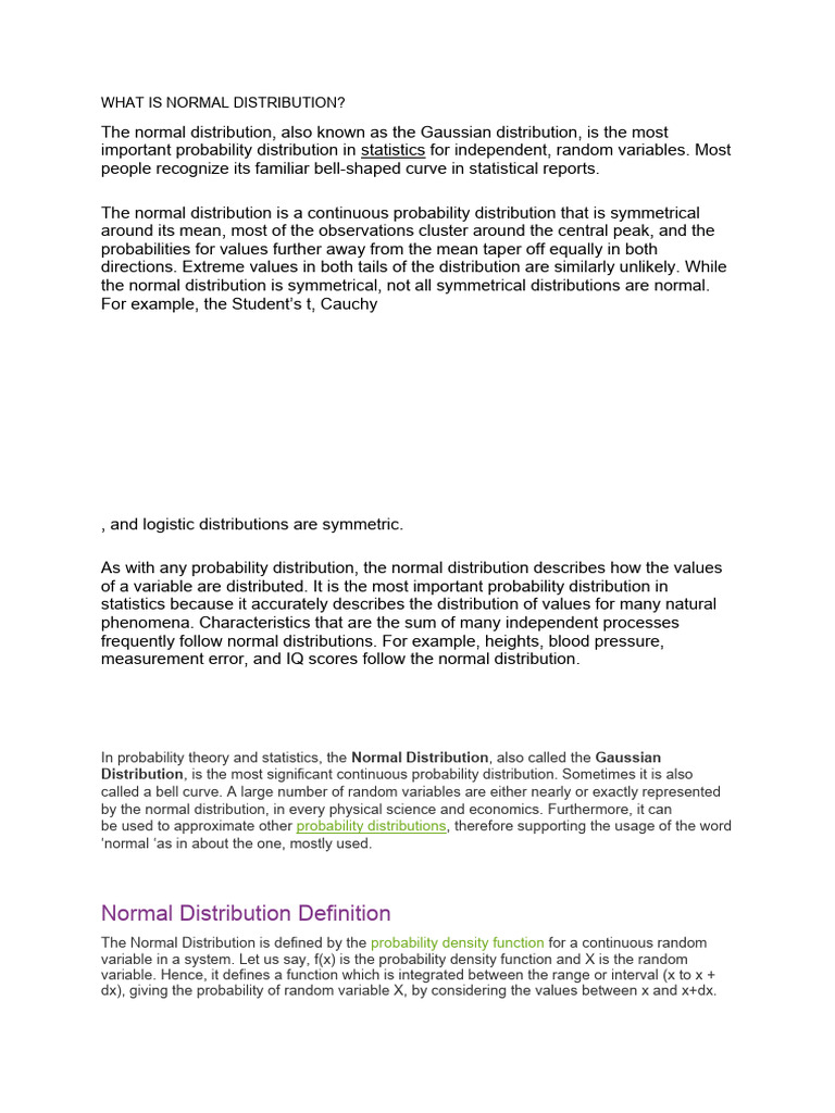 What Is Normal Distribution | PDF
