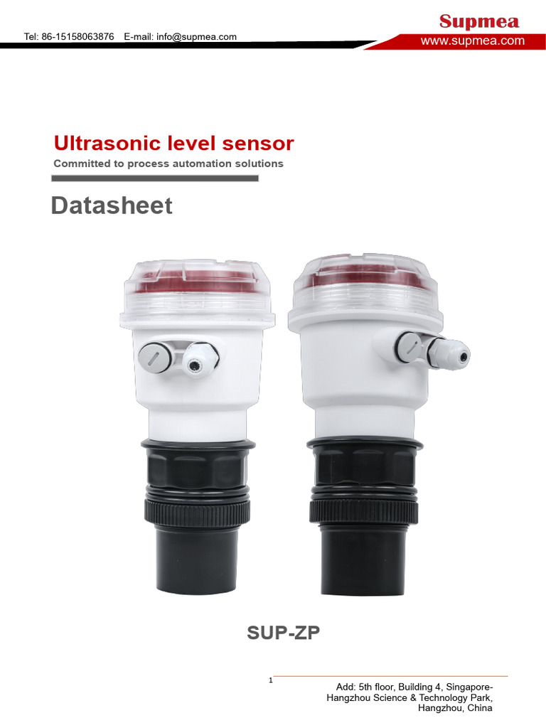 Ultrasonic Level Sensor Datasheet | PDF