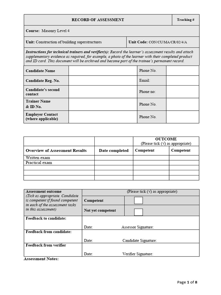 Construction of Superstructures Record of Assessment | PDF | Technology & Engineering