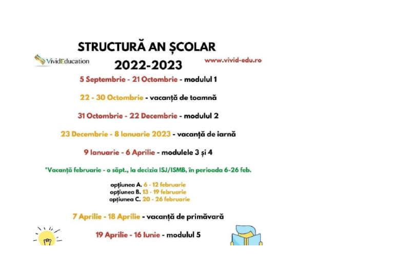 Structura Anului Scolar | PDF