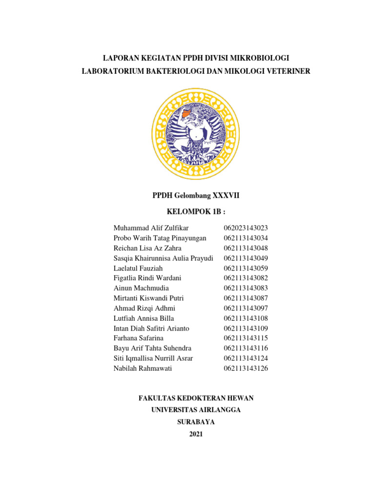 Laporan Kegiatan PPDH 37 Kelompok 1B (Lab BakMi) | PDF