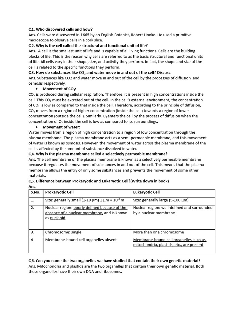 Cell Notes Class 9th | PDF