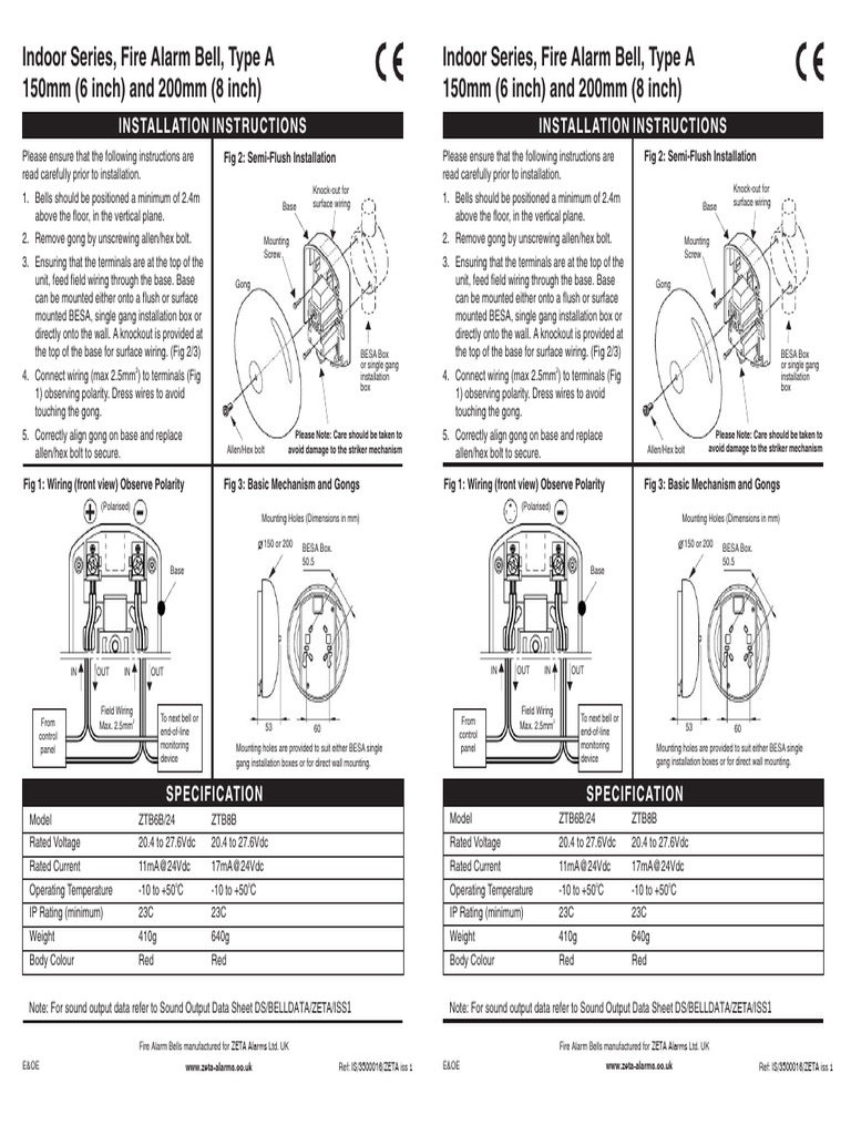 Fire Alarm Bell Installation Guide | PDF