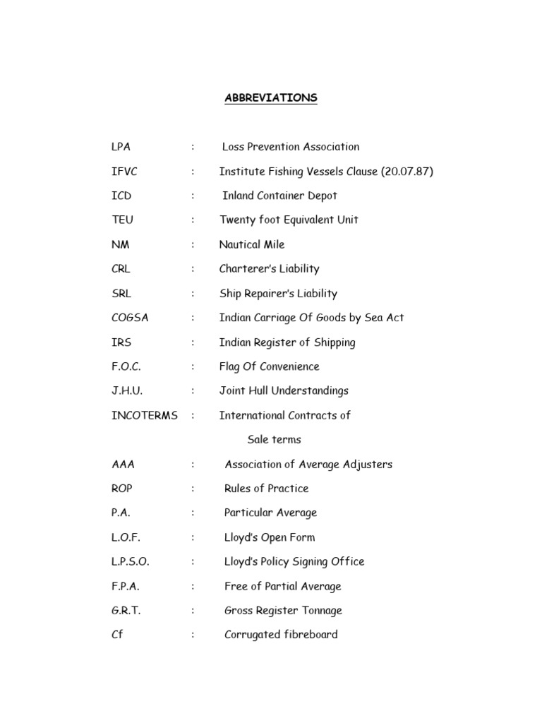 Maritime Abbreviations and Terms Guide | PDF