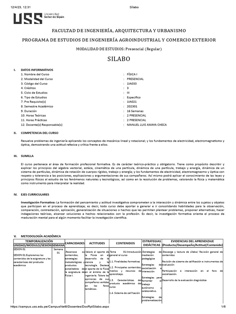 Sílabo de AgroIndustrial 202301 | PDF