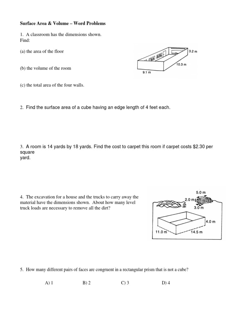 Surface Area & Volume Problem Set | PDF | Home & Garden