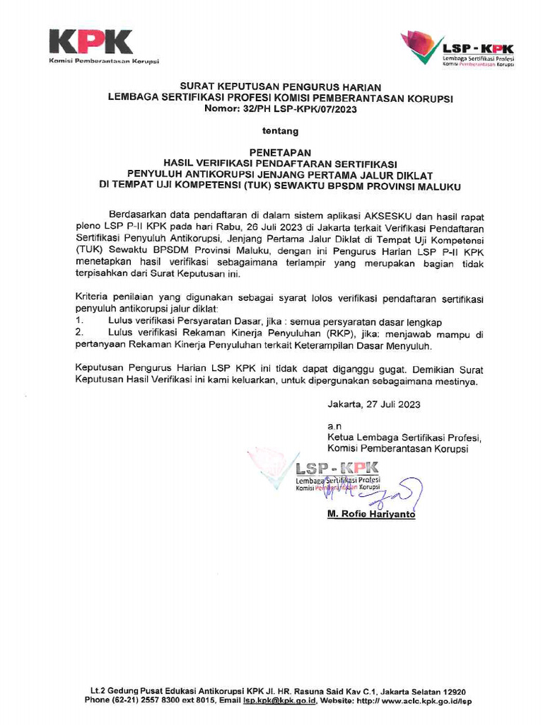 32-Skph Sertifikasi Bpsdm Maluku Jalur Diklat | PDF