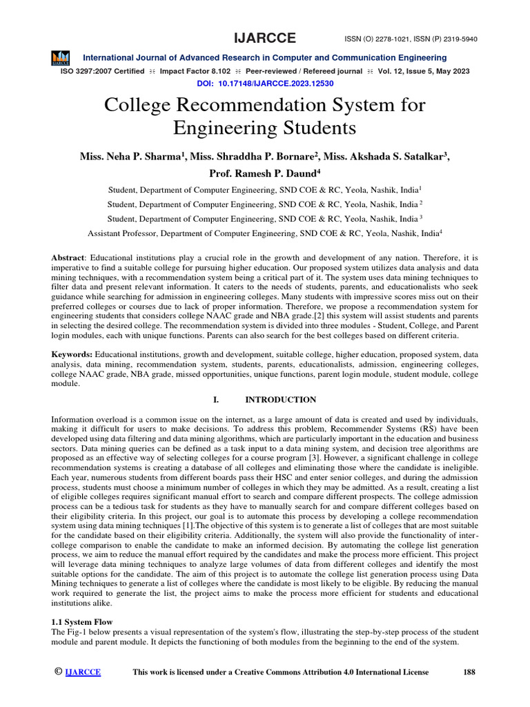 Ijarcce 2023 12530 | PDF | Accuracy And Precision | Data Mining Ijarcce 2023 12530 | PDF | Accuracy And Precision | Data Mining