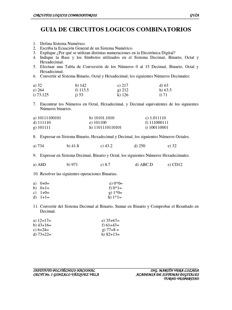 Guia de Circuitos Logicos Combinatorios | PDF