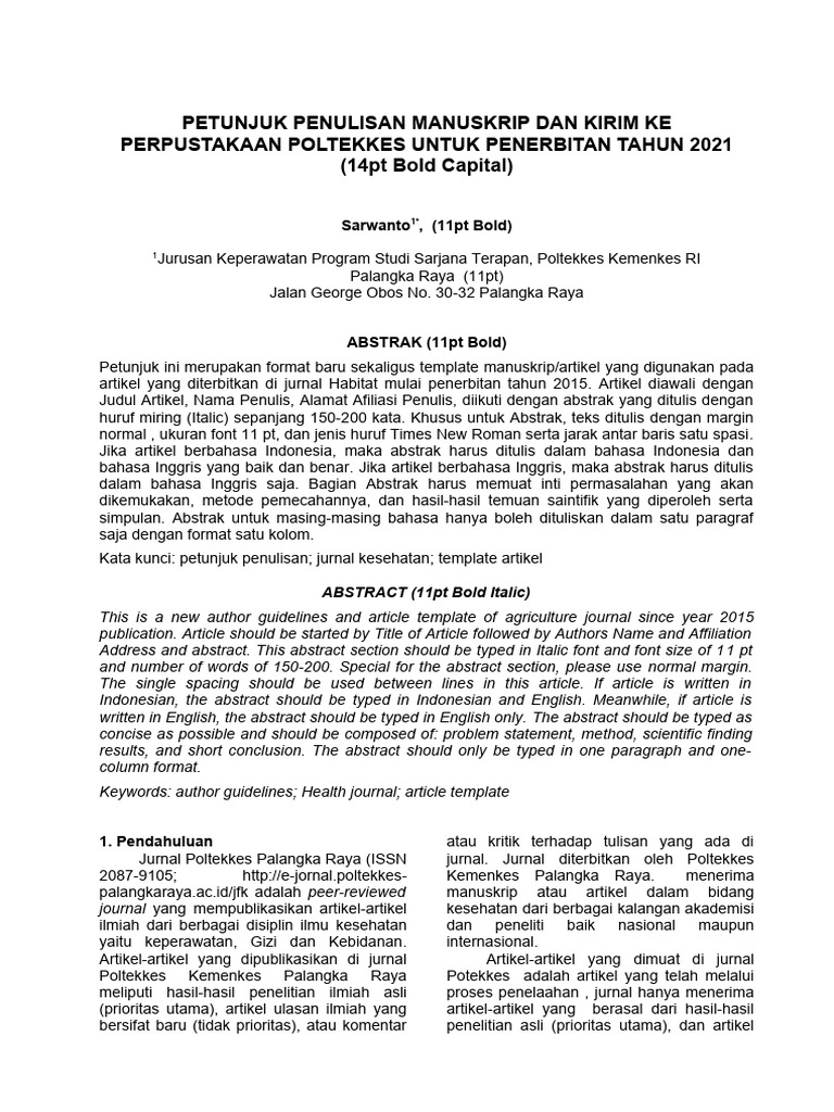 Contoh Template Manuskrip | PDF