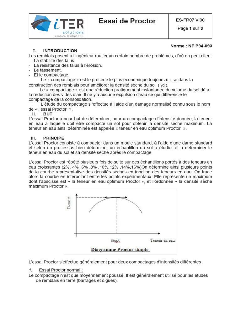 ES-INS07 V00 Essai de Proctor | PDF | Technologie et ingénierie