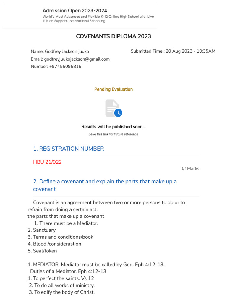 Answer-Sheet Covenunts | PDF | Foreign Language Studies | Religion ...