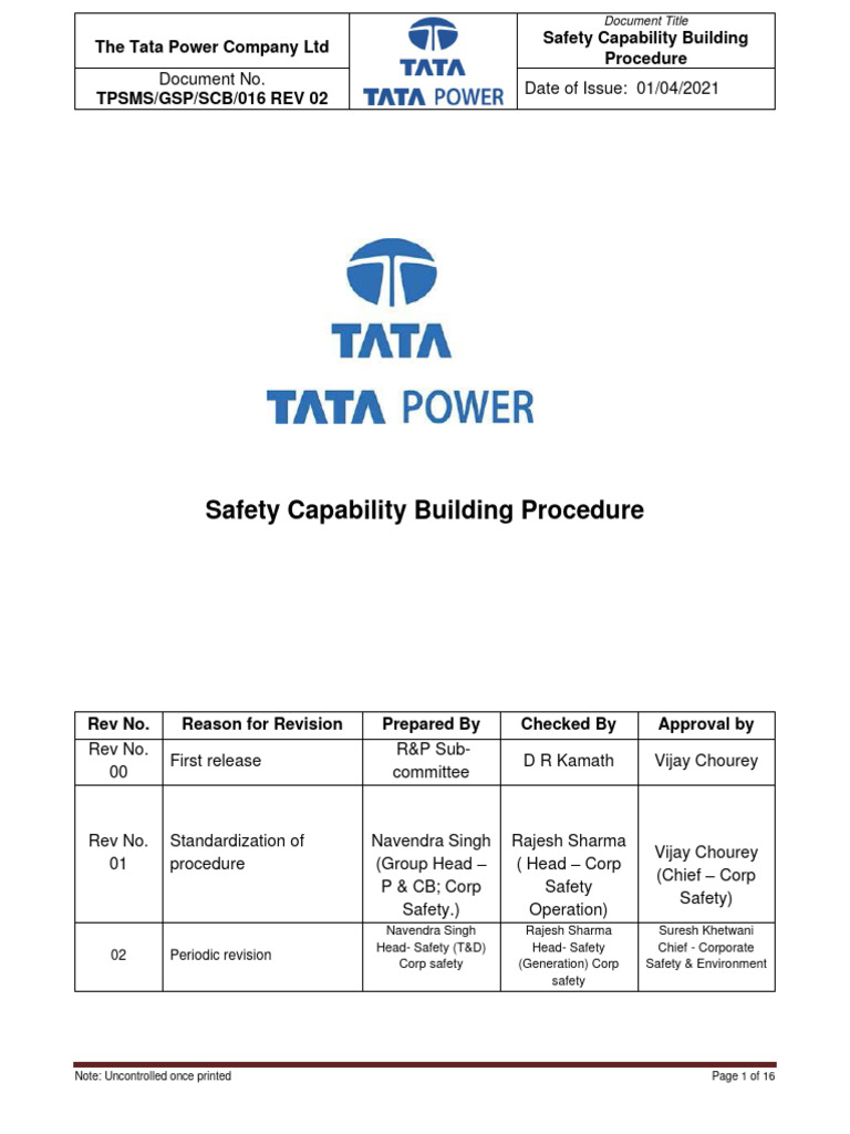 13 - Tata Power Safety Capability Building Procedure | PDF