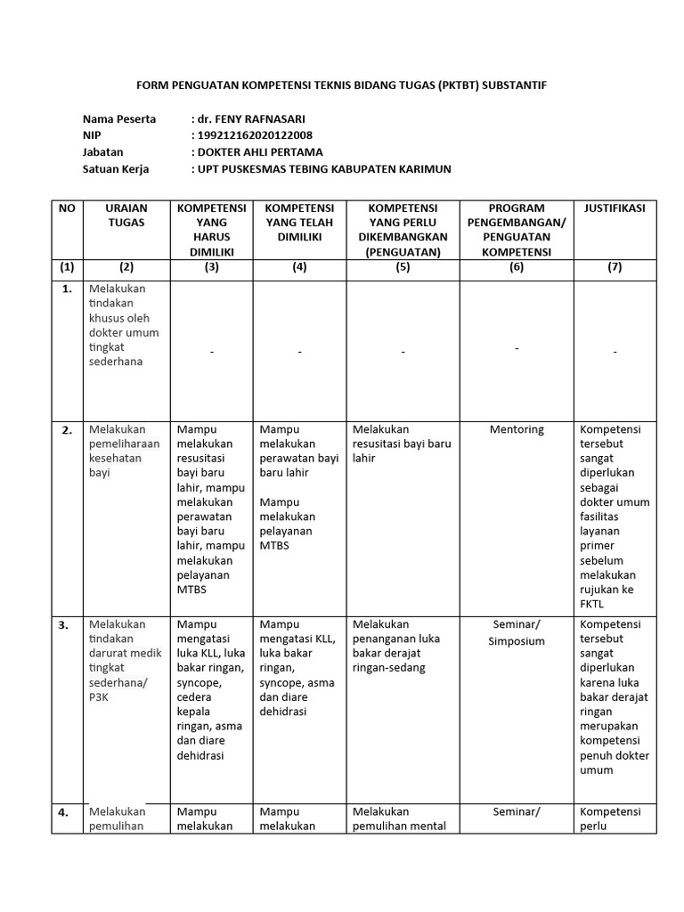 Form Penilaian PKTBT Peserta Latsar | PDF