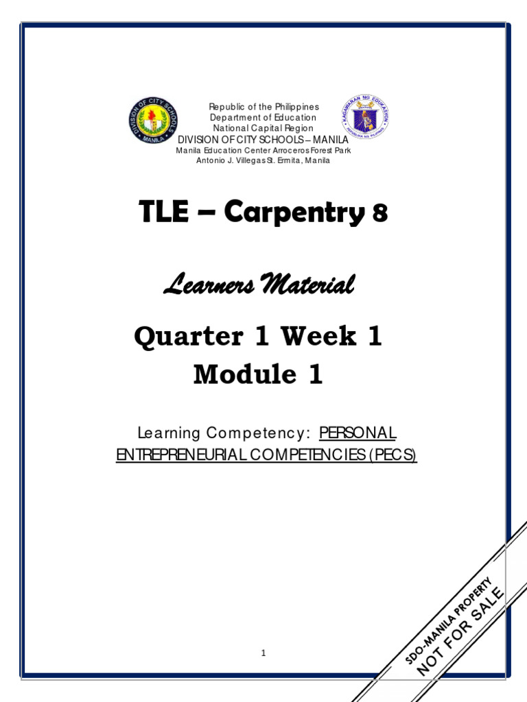 CARPENTRY 8 - Q1 - W1 - Mod1 | PDF | Entrepreneurship | Goal