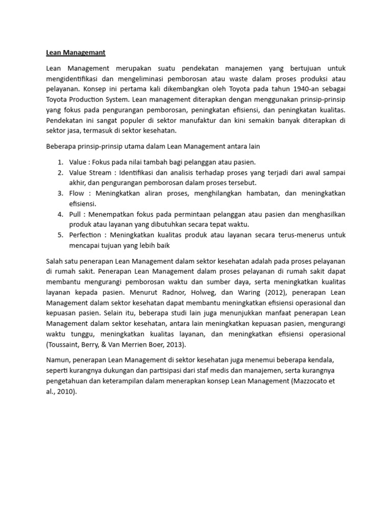 Pengertian Lean | PDF
