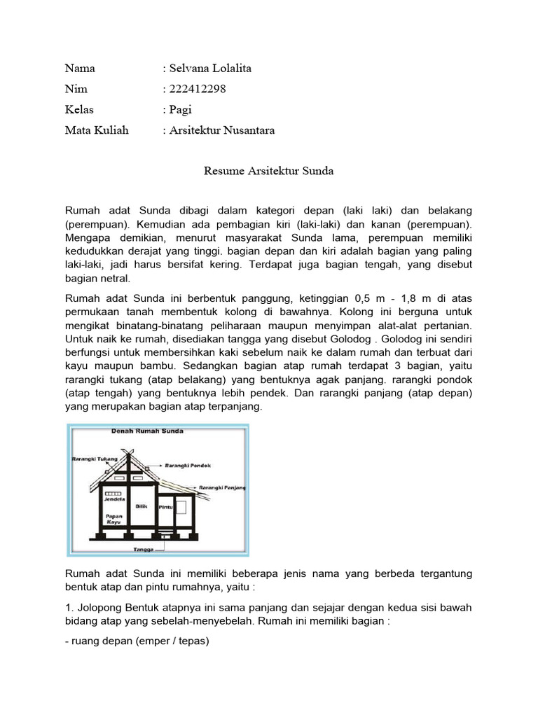 Arsitektur Rumah Adat Sunda: Desain dan Fungsi | PDF
