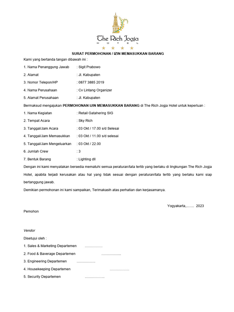 Surat Loading Barang | PDF