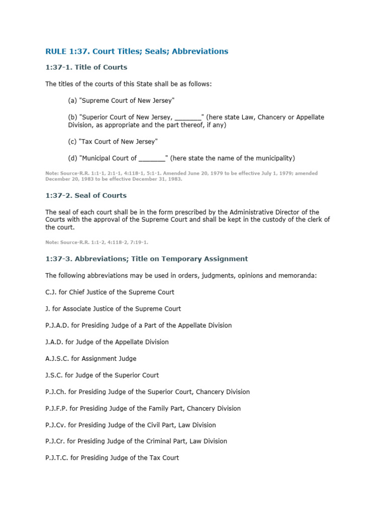 Court Titles, Seals, Abbreviations | PDF