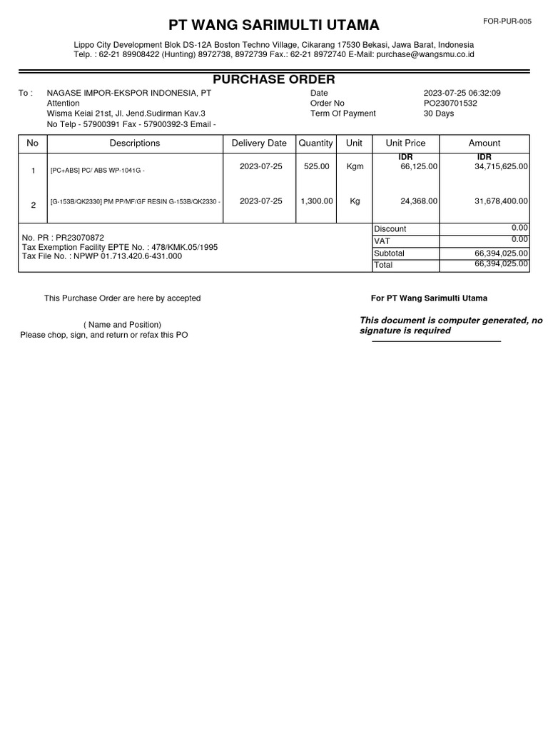 Purchase Order Print | PDF