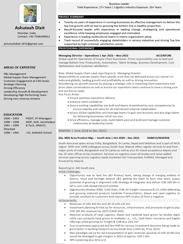 Ashutosh Dixit Profile Sep 2023 | PDF