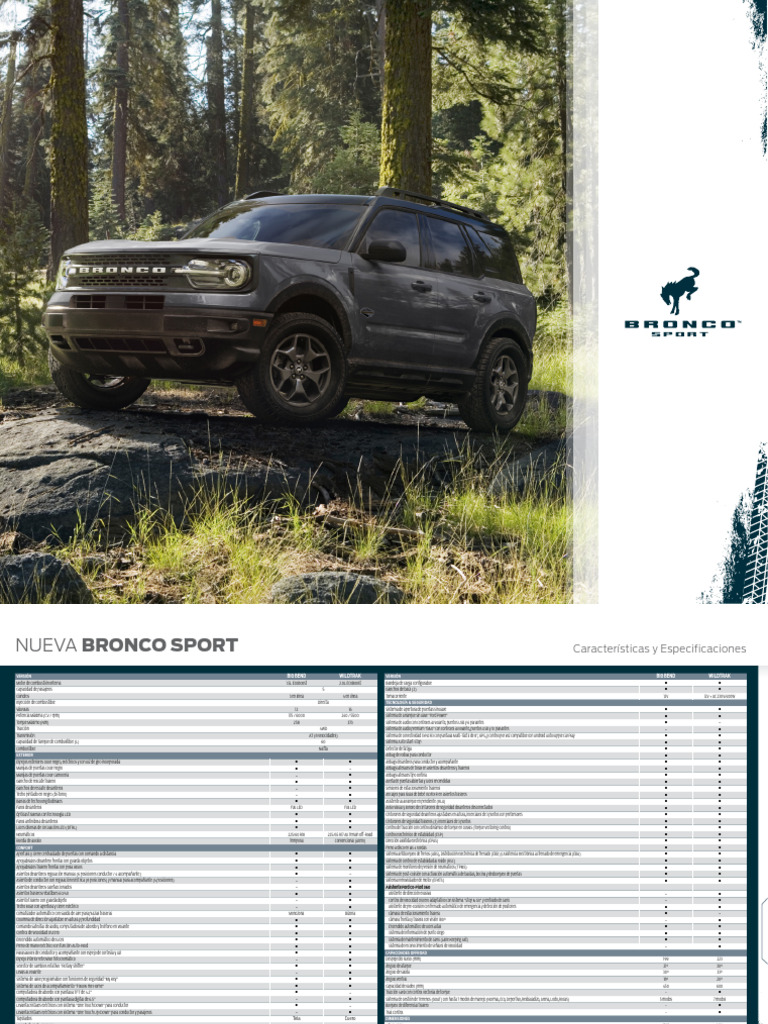 Ficha Técnica Ford Bronco Sport | PDF | Sistema de freno antibloqueo | Airbag