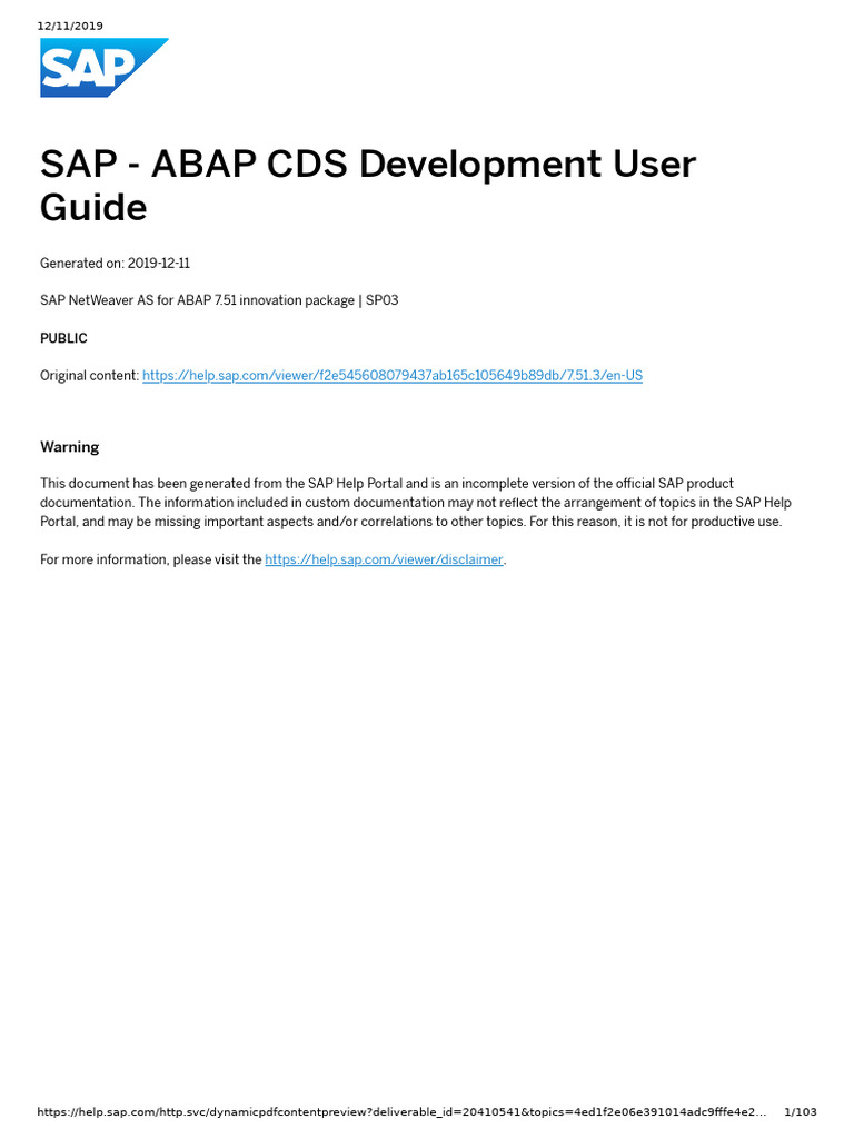 Abap CDS Development Guide | PDF
