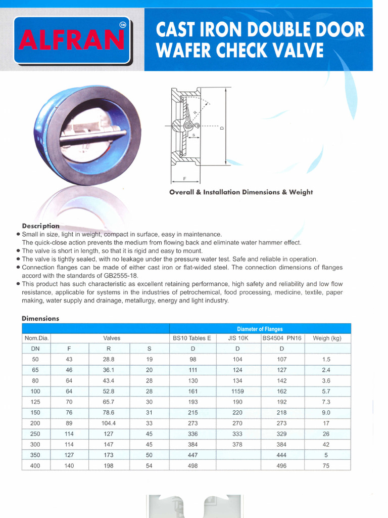 Cast Iron Double Door Wafer Check Valve | PDF
