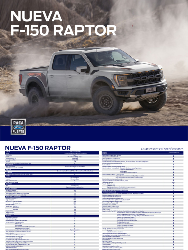 Ficha Técnica Ford F-150 Raptor | PDF | Tracción en las cuatro ruedas ...