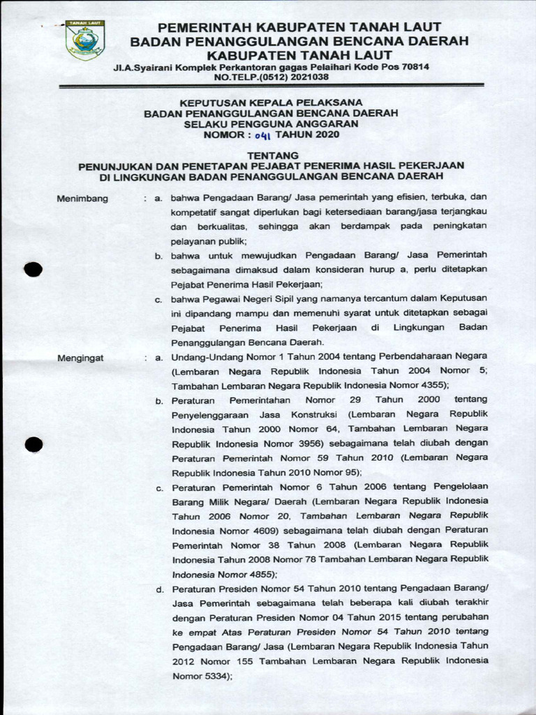 SK Penunjukan PPHP | PDF