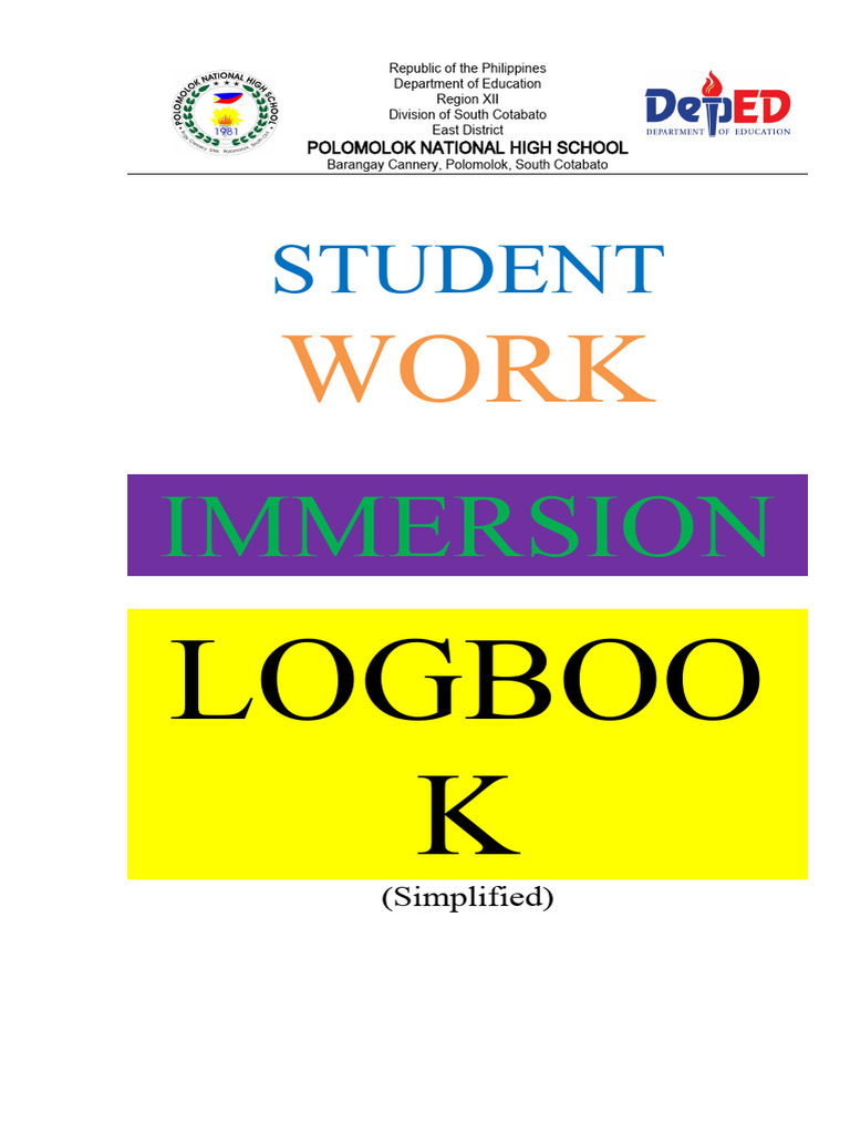 Work Immersion Logbook. | PDF | Mining | Occupational Safety And Health